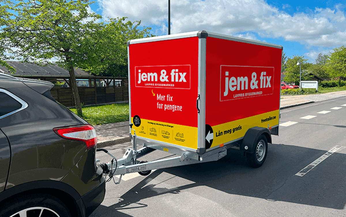 Lån en tilhenger gratis når du handler - se mer her | jem & fix